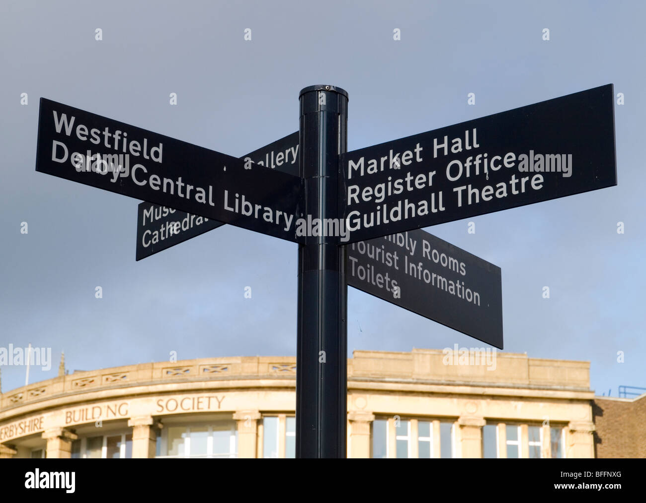 Direction signs in Derby City Centre, Derbyshire England UK Stock Photo ...