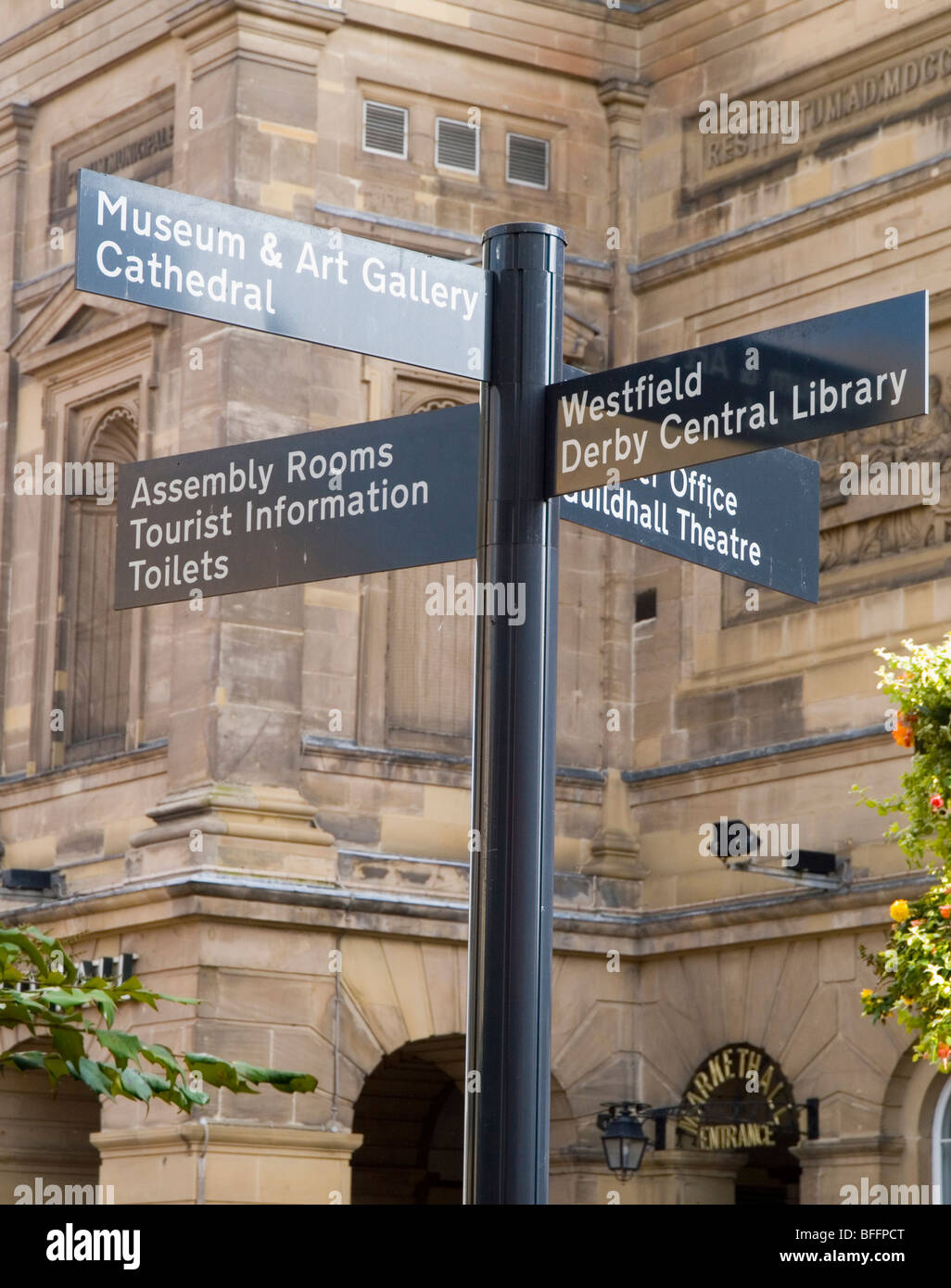 Direction signs in Derby City Centre, Derbyshire England UK Stock Photo ...