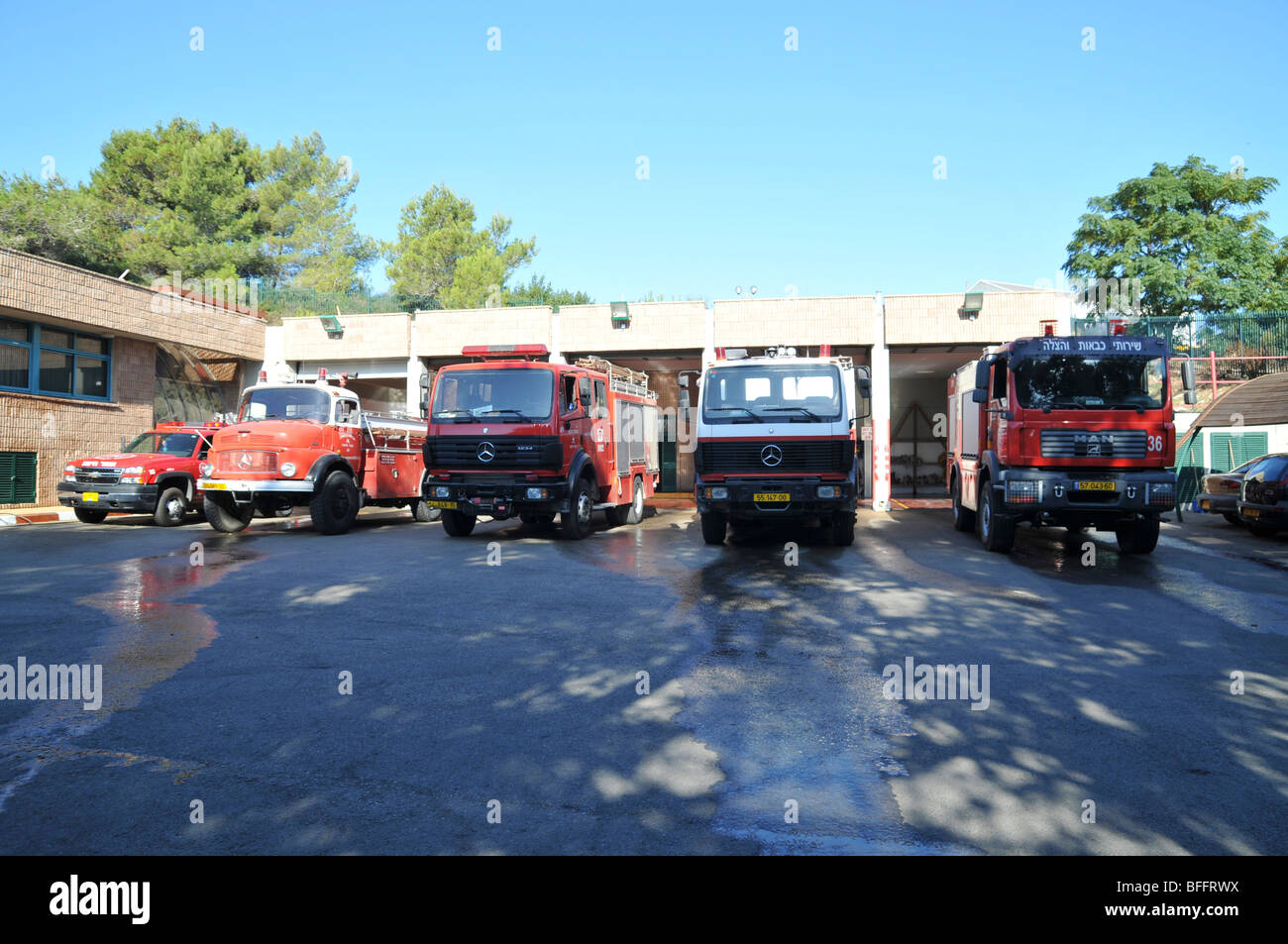 Israel, Haifa, fire trucks at the northern district fire station Stock ...