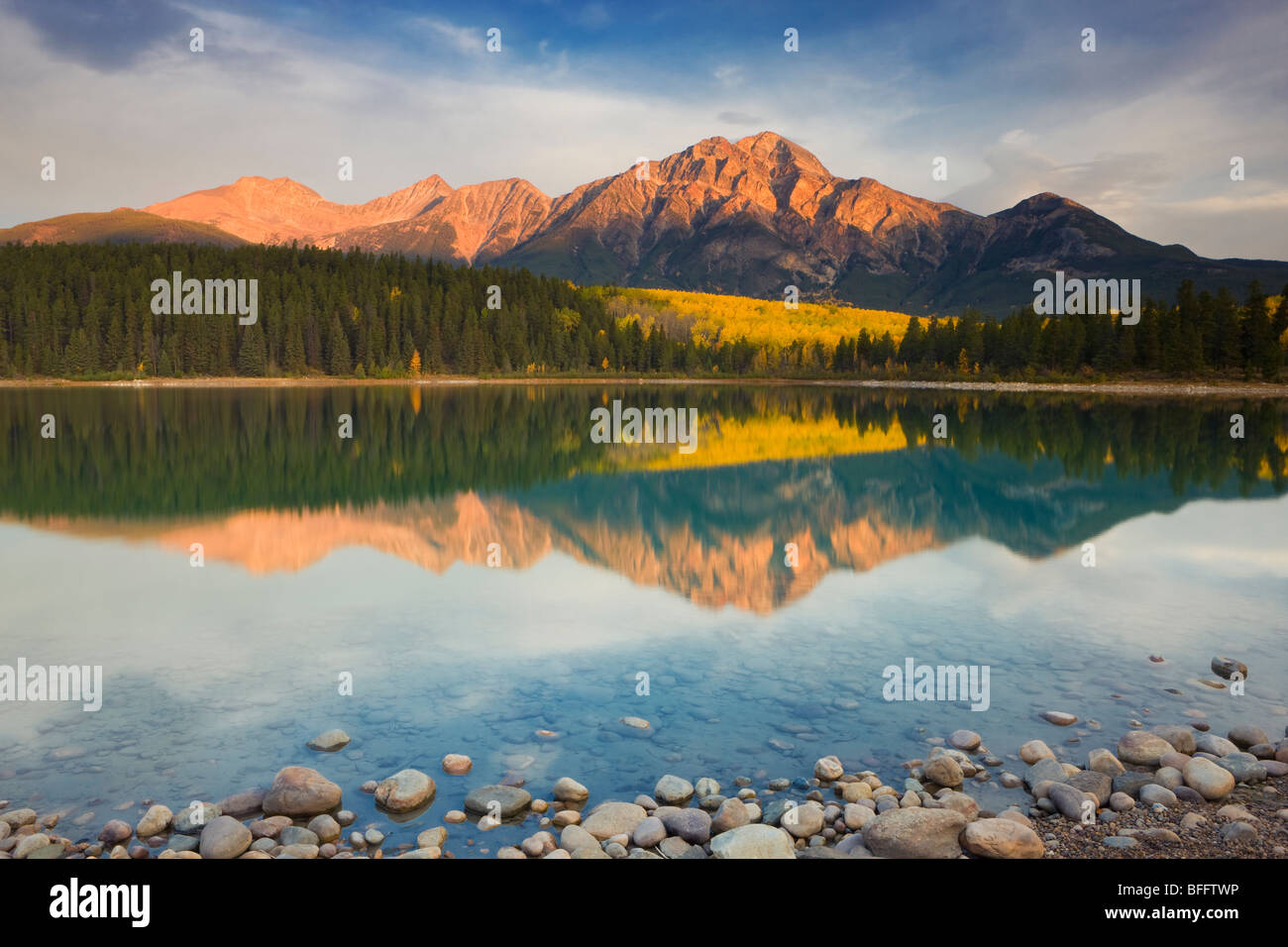 Pyramid Mountain And Pyramid Lake Jasper High Resolution Stock ...