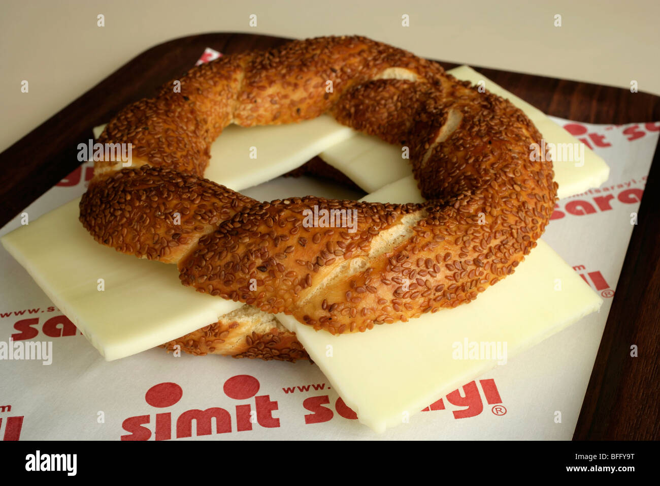 Simit sandwich with kasar cheese from Simit Sarayi, Turkey Stock Photo ...