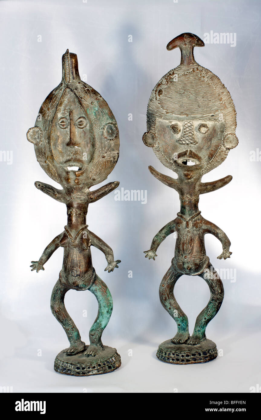 A couple of FON (Benin) statuettes made of African Bronze Stock Photo ...