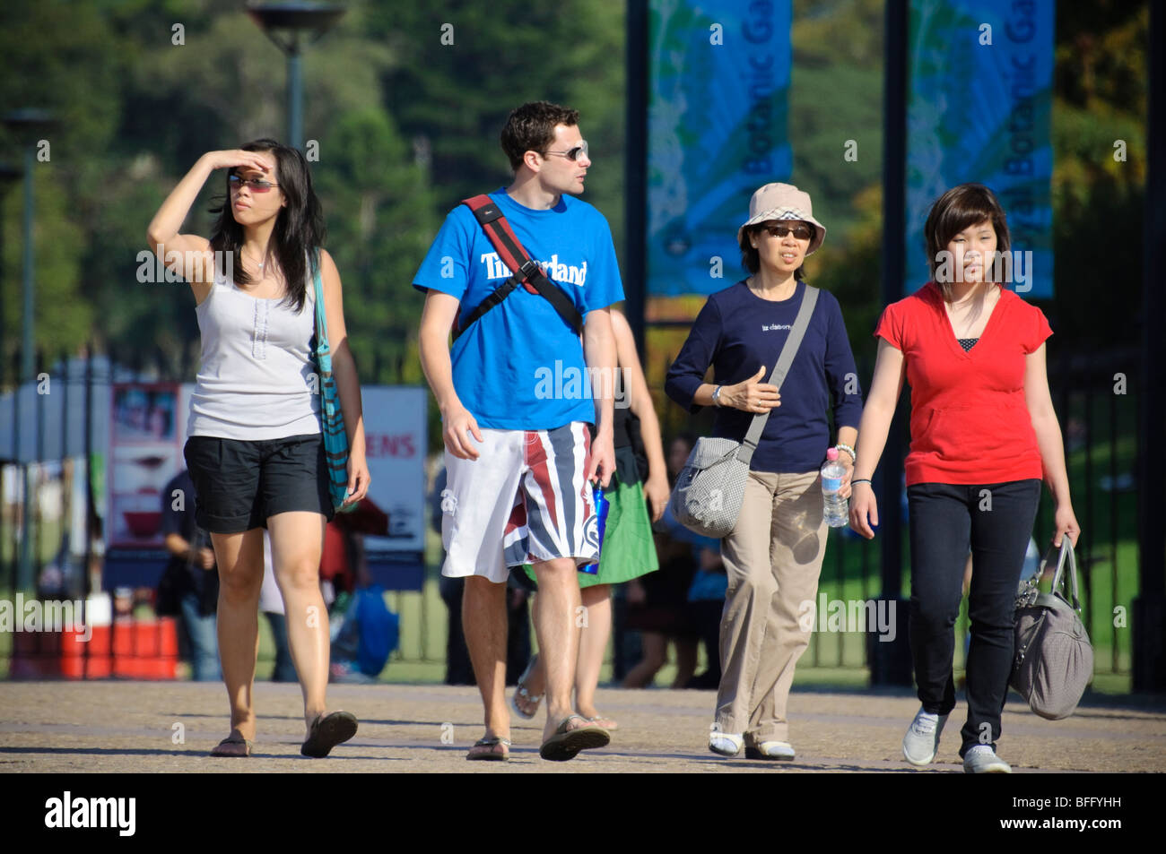 Mixed multi-cultural group takes a walk Stock Photo - Alamy