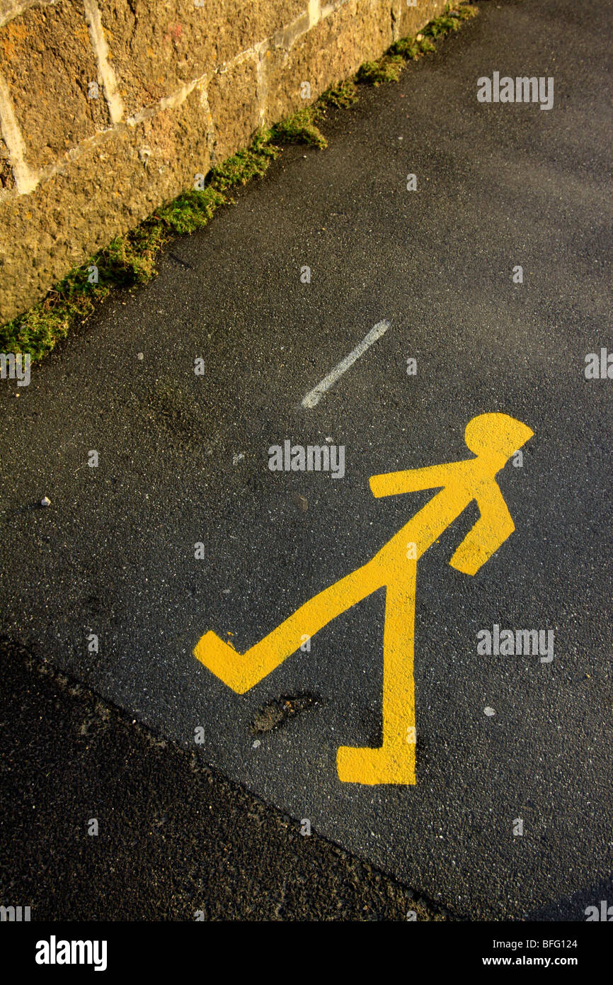 Pathway foot passenger direction sign Penzance harbour Cornwall Stock ...