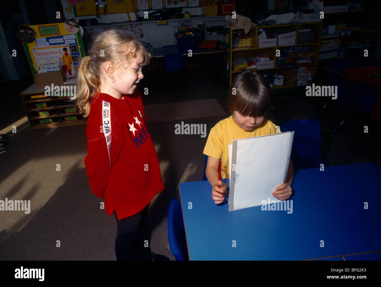Primary Children Reading Class Stock Photo - Alamy