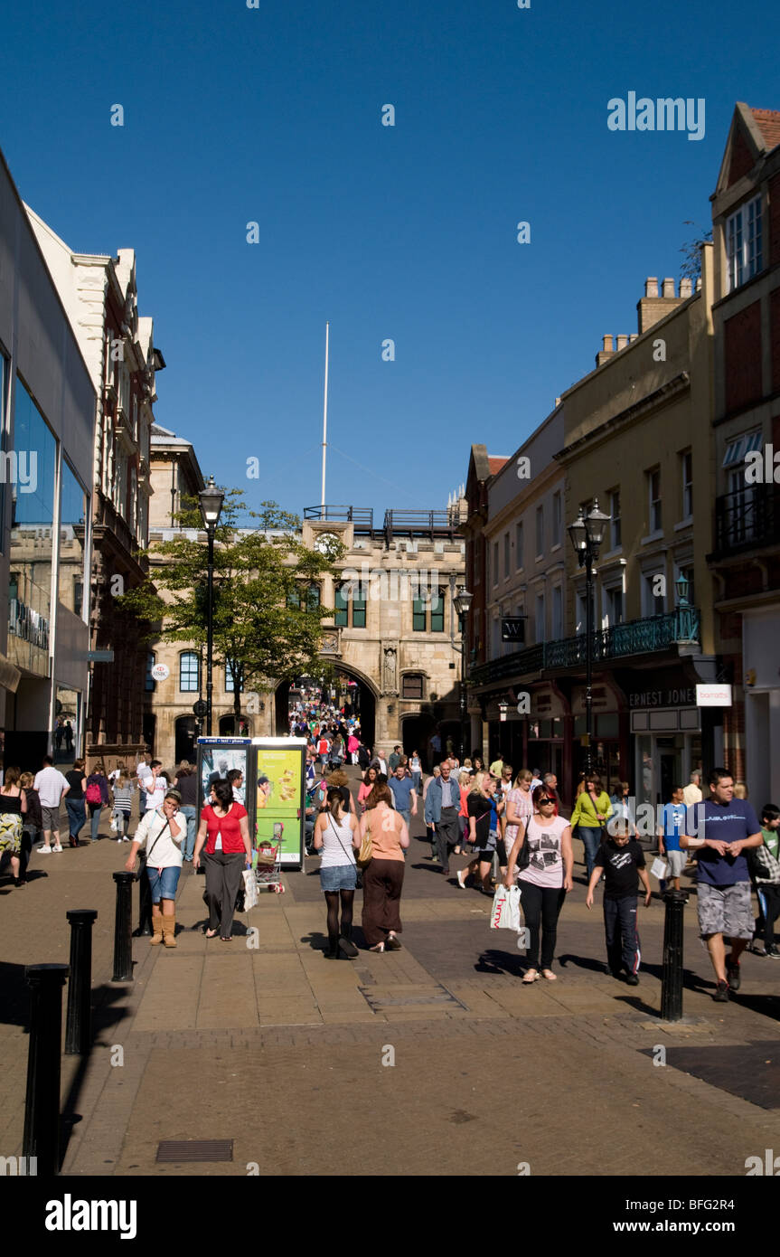 Busy shopping area in the Historic City of Lincoln Lincolnshire United ...