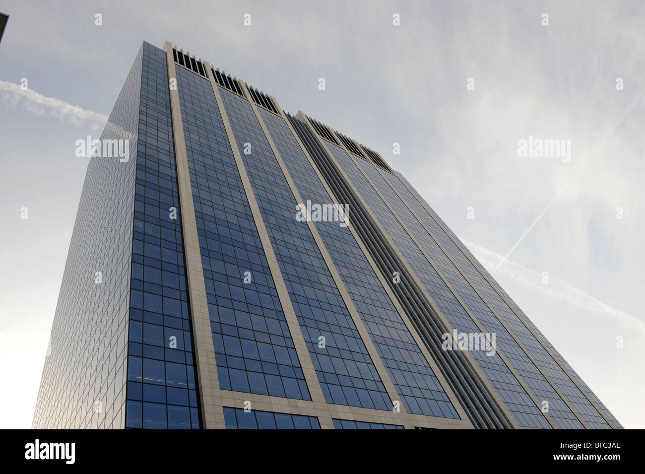 Modern architecture in the form of the Finance Tower Brussels in ...