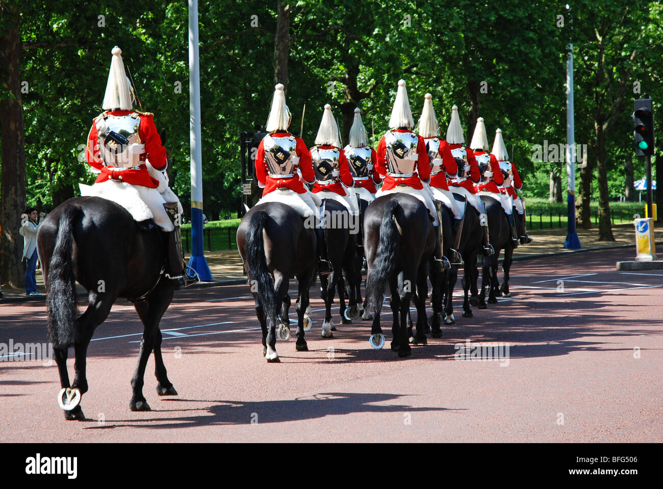 London England mounted life guards entering the Mall en route to ...