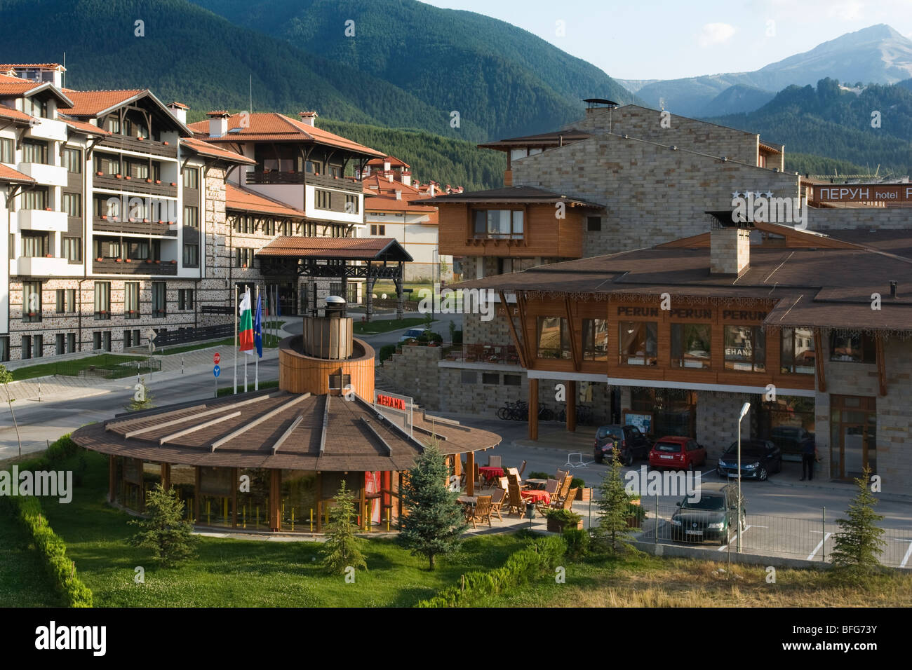 Bansko, Bulgarian famous ski resort in summer, traditional modern ...