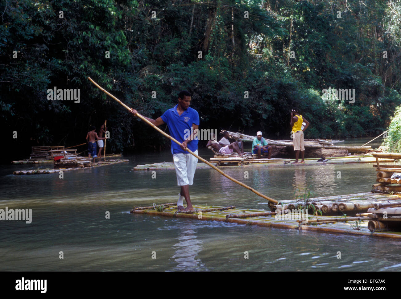 Jamaican man, adult man, tour guide, bamboo raft, bamboo raft trip, The ...