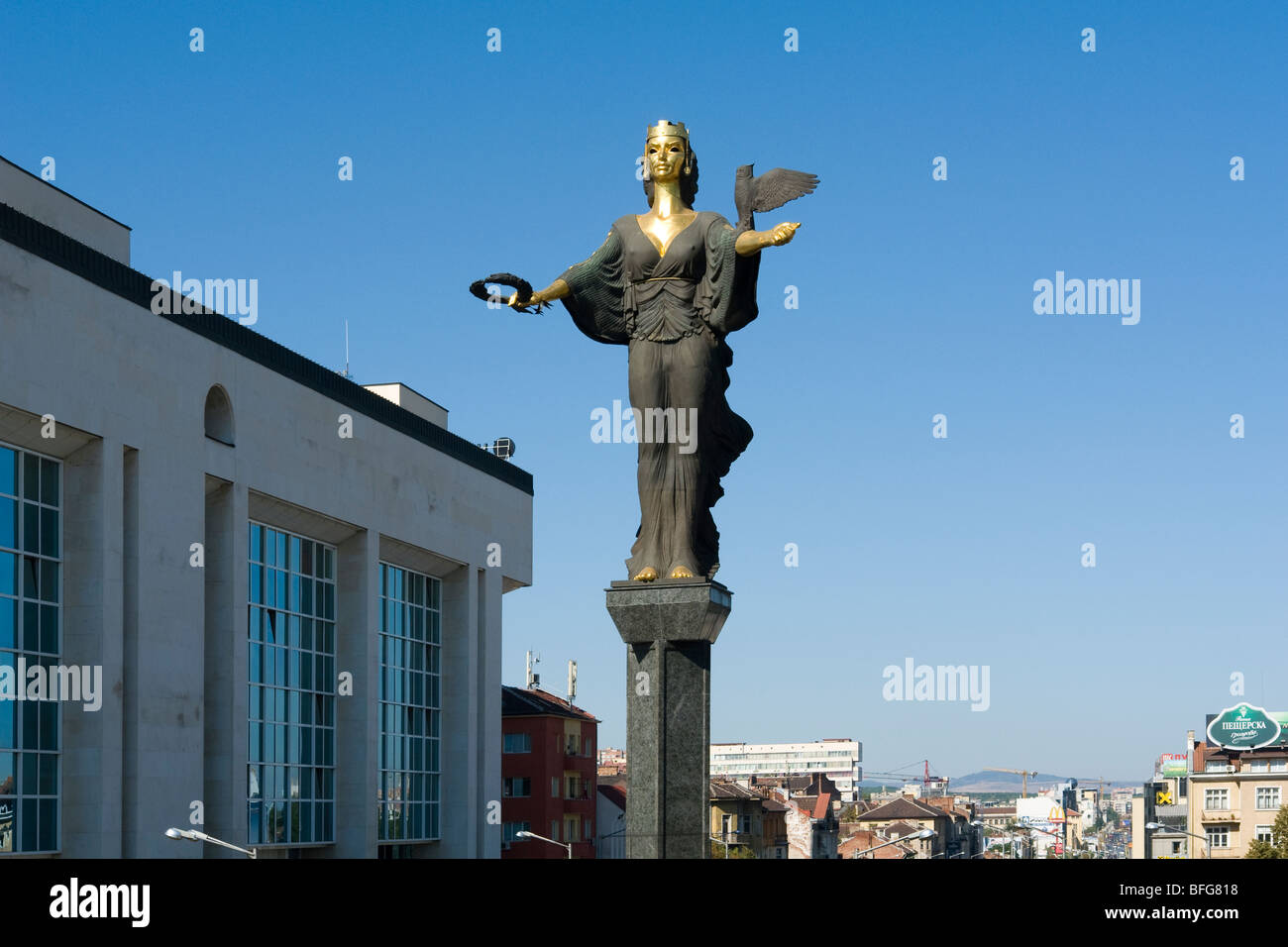 Contemporary architecture, Sofia, the capital of Bulgaria, statue of ...