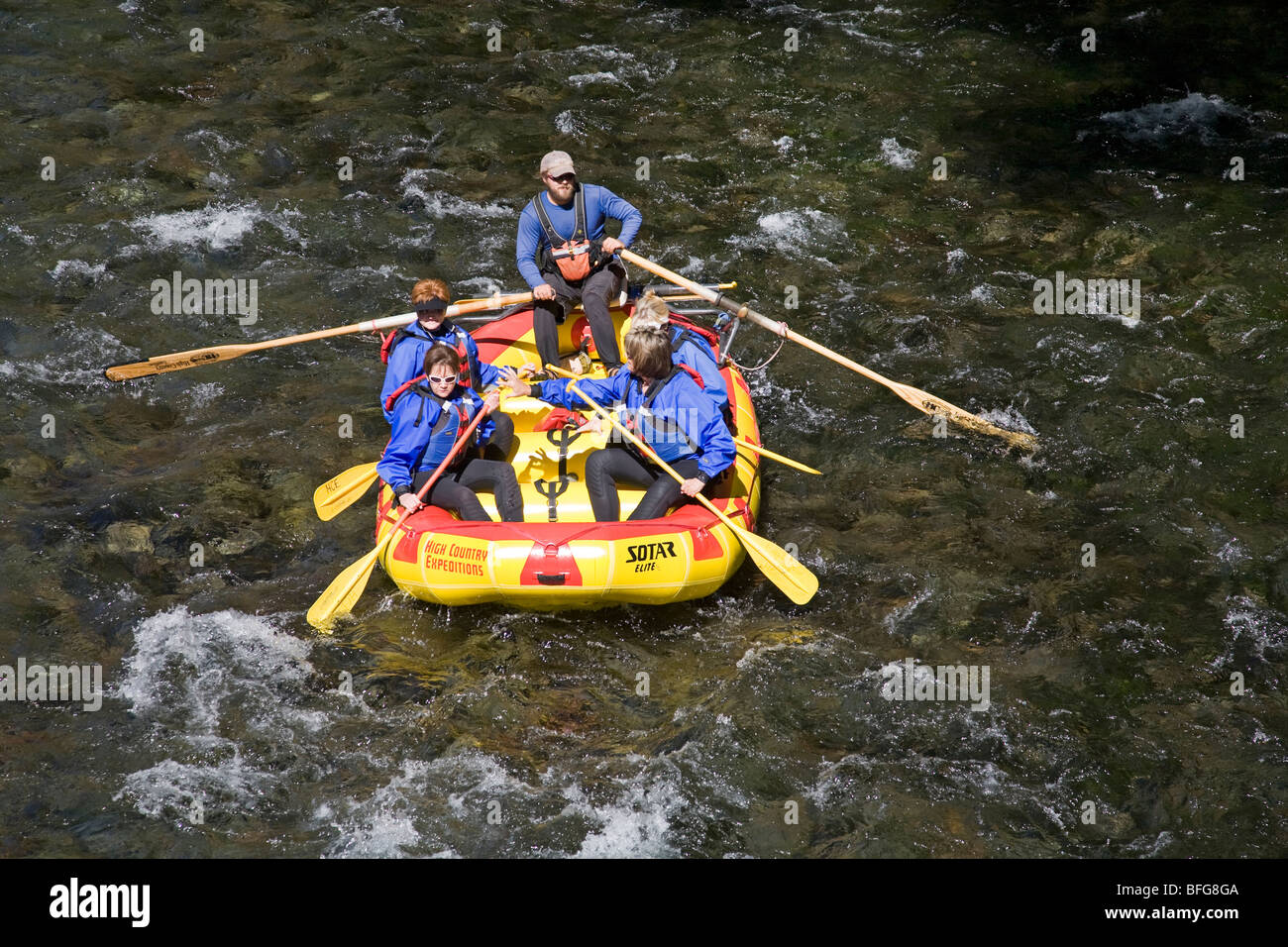 Whitewater rafting in a paddle raft on the McKenzie River along the ...