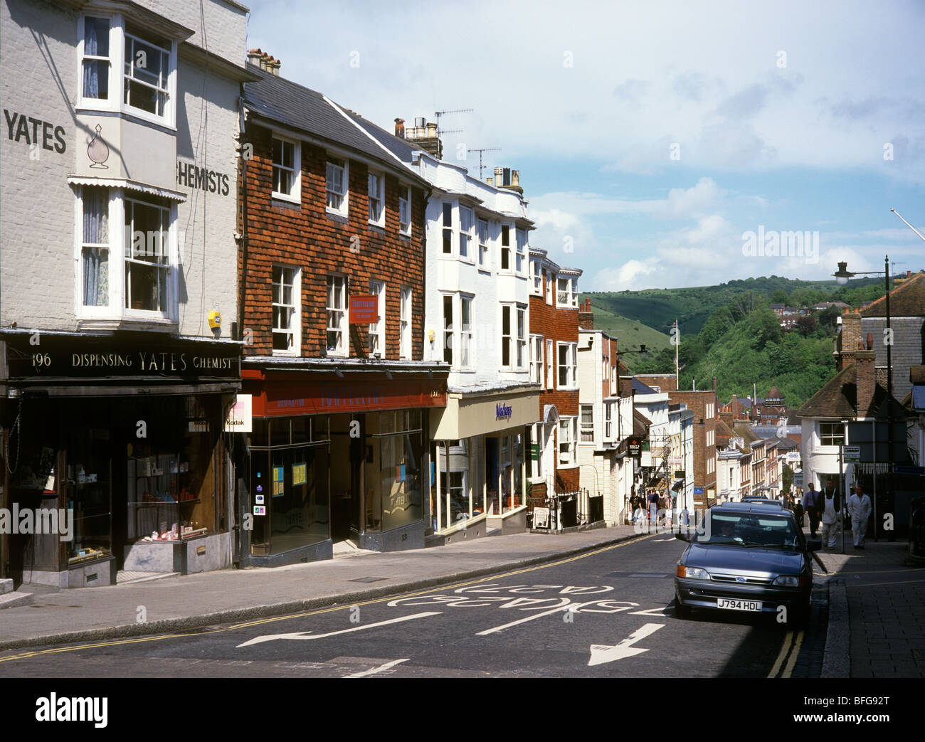 UK, England, East Sussex, Lewes, town centre, School Hill Stock Photo ...