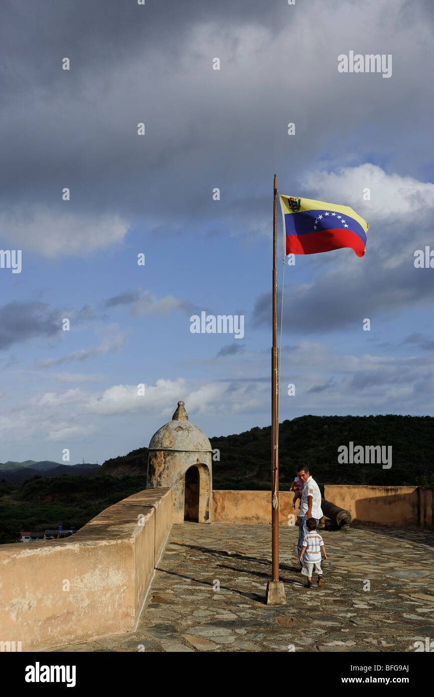 Couple visiting Castillo de Santa Rosa, La Asuncion, Isla Margarita ...