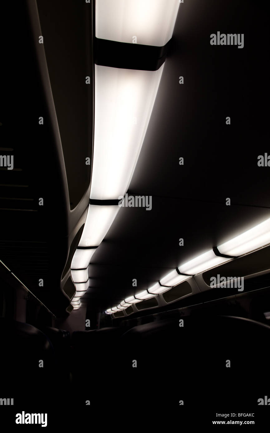 lights inside a train dark and almost black and white Stock Photo - Alamy
