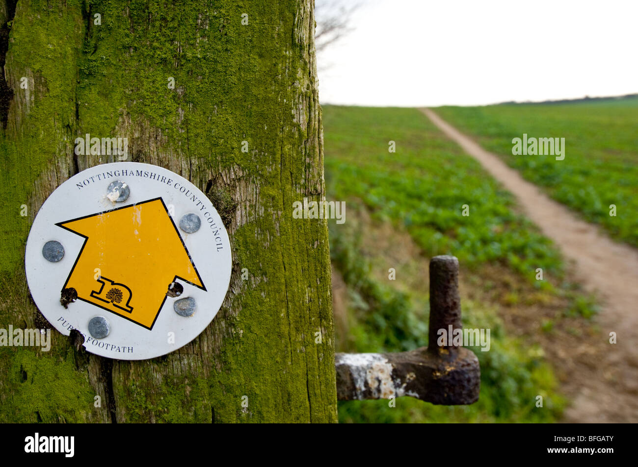 Post arrows showing direction of public footpaths Stock Photo - Alamy
