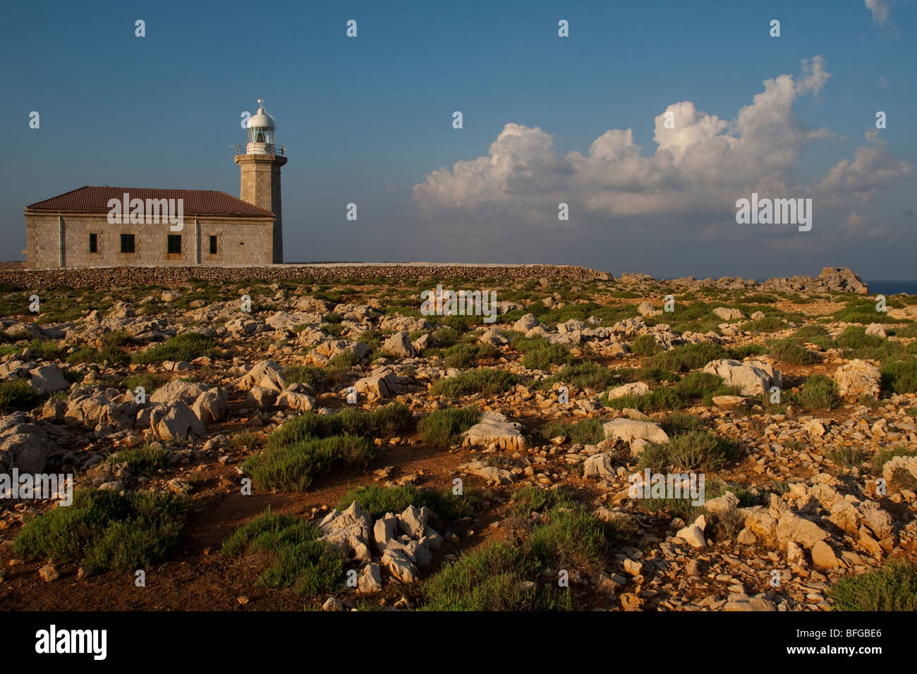 Lighthouse at Punta Nati, Menorca, Spain Stock Photo - Alamy