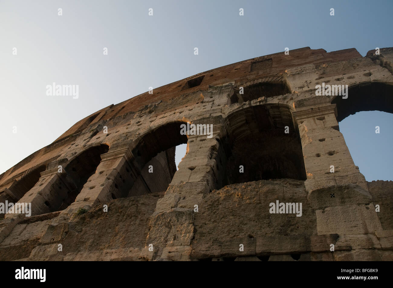 Exterior view of the Colosseum. Detail of the last level Stock Photo ...
