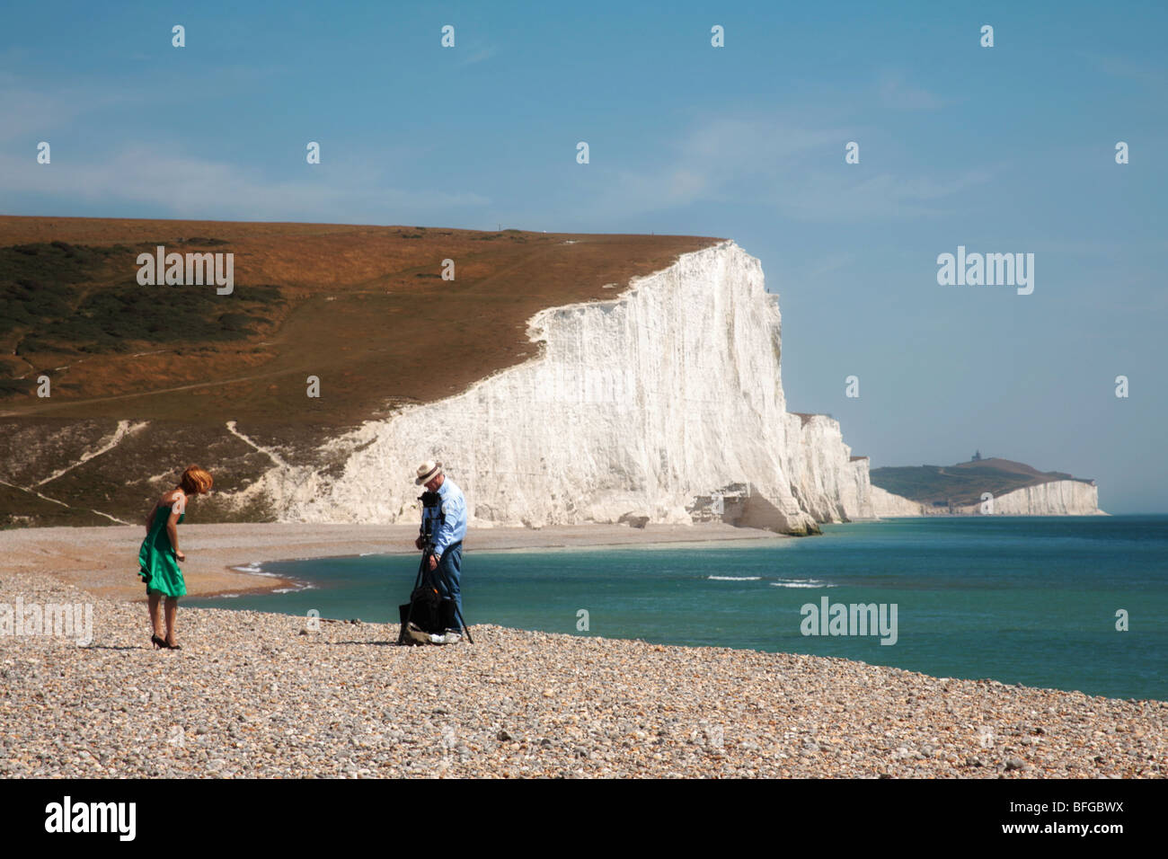 photographer and model at 7 sisters beach Stock Photo - Alamy