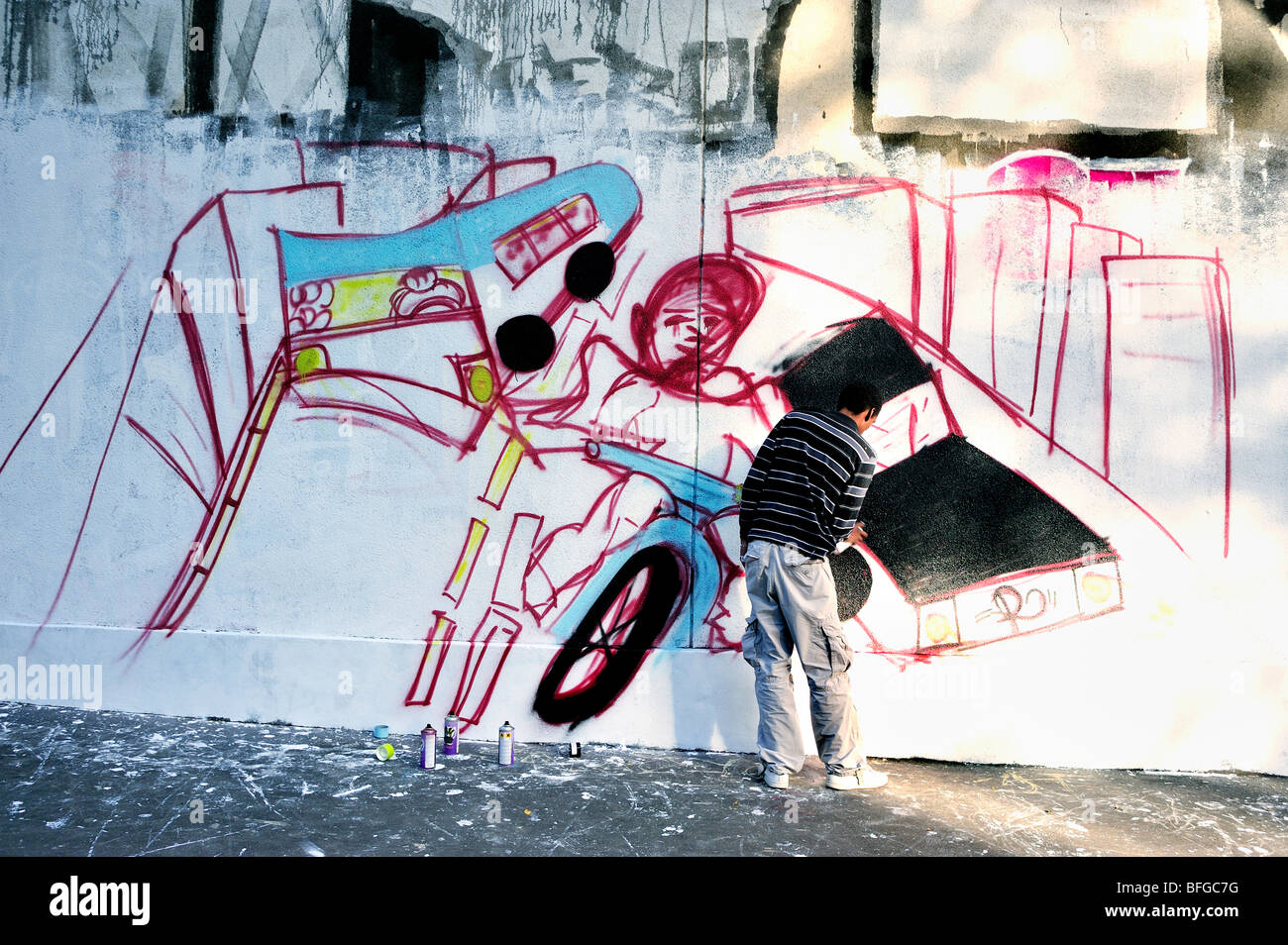 Paris, France, Street Scene, Young Male Teen Rear, Street Graffer ...