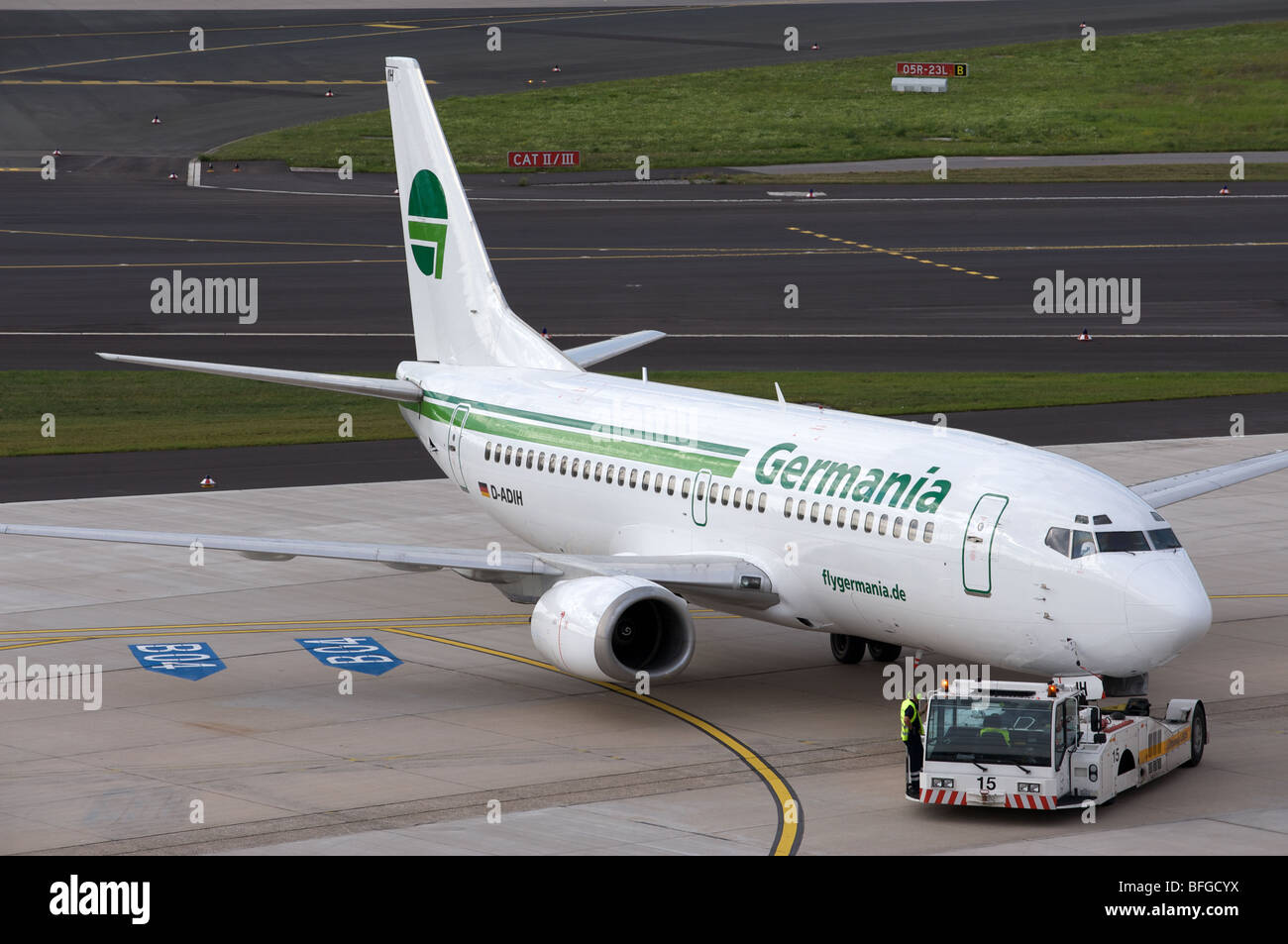 Germania Airlines Boeing 737 airliner, Dusseldorf International Airport ...