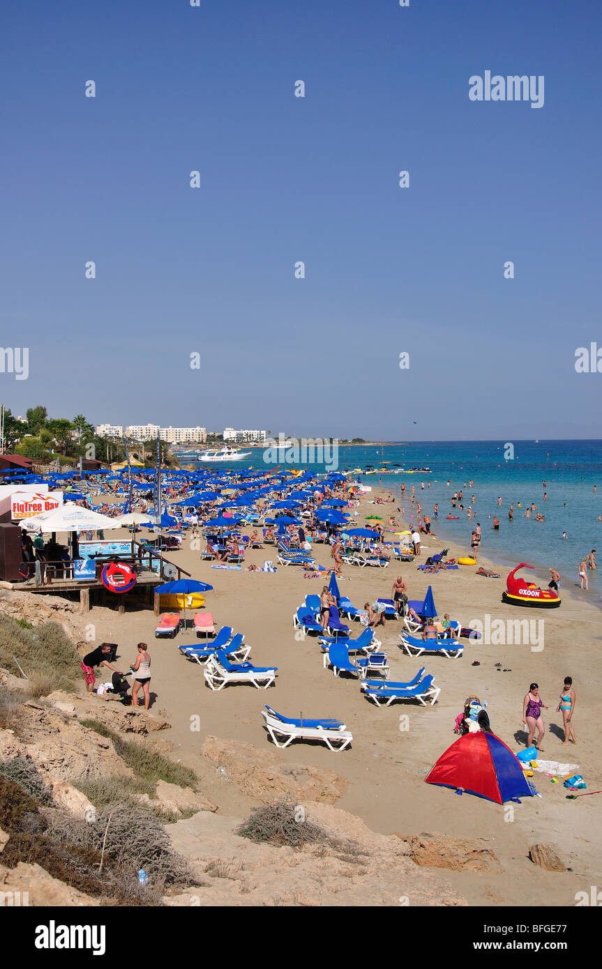 Beach view, Fig Tree Bay, Protaras, Famagusta District, Cyprus Stock ...