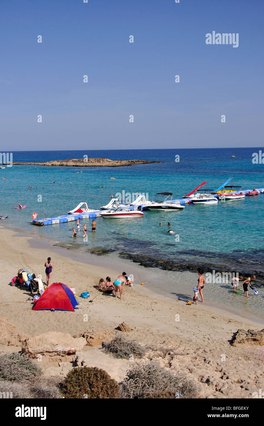 Beach view, Fig Tree Bay, Protaras, Famagusta District, Cyprus Stock ...