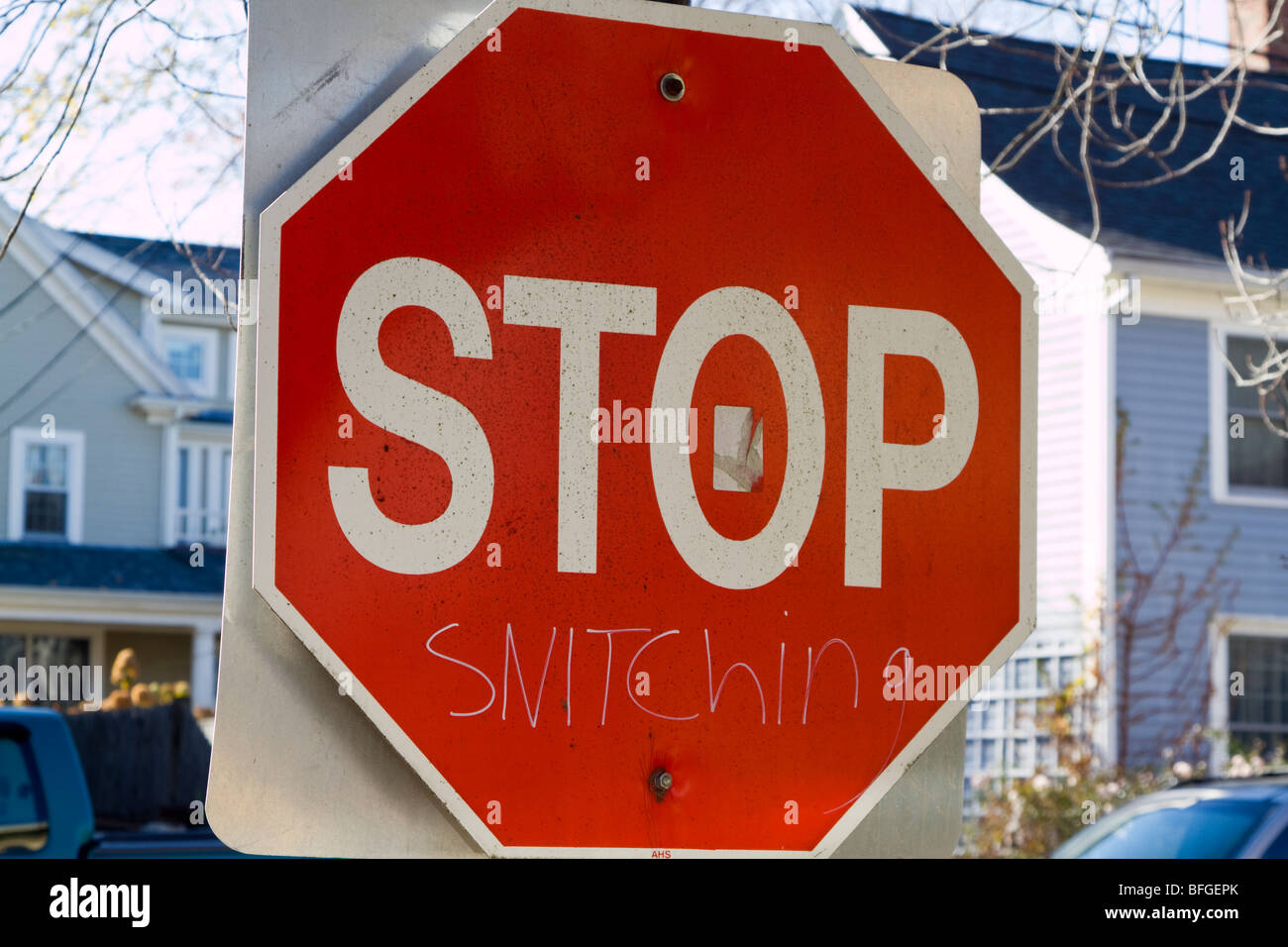 Stop Snitching Sign Stock Photo - Alamy