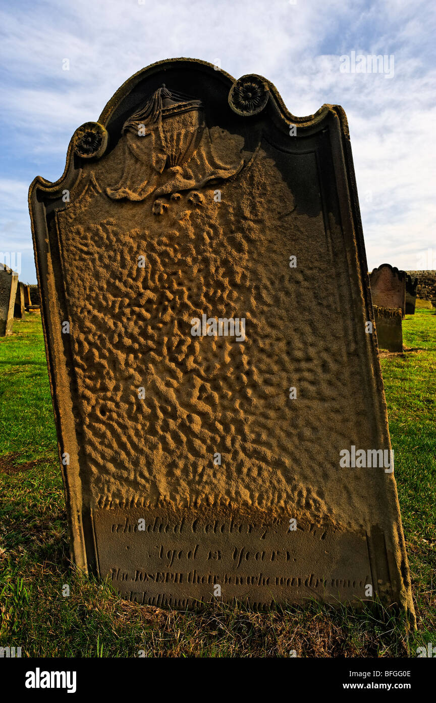 Weathered 19th century gravestone Stock Photo - Alamy