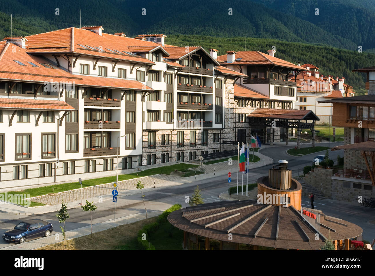 Bansko, Bulgarian famous ski resort in summer, traditional modern ...
