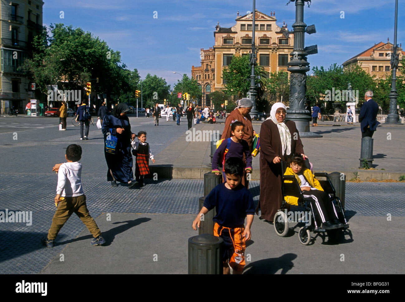 Spaniards Spaniard Spanish people person Muslim family Barcelona Stock ...