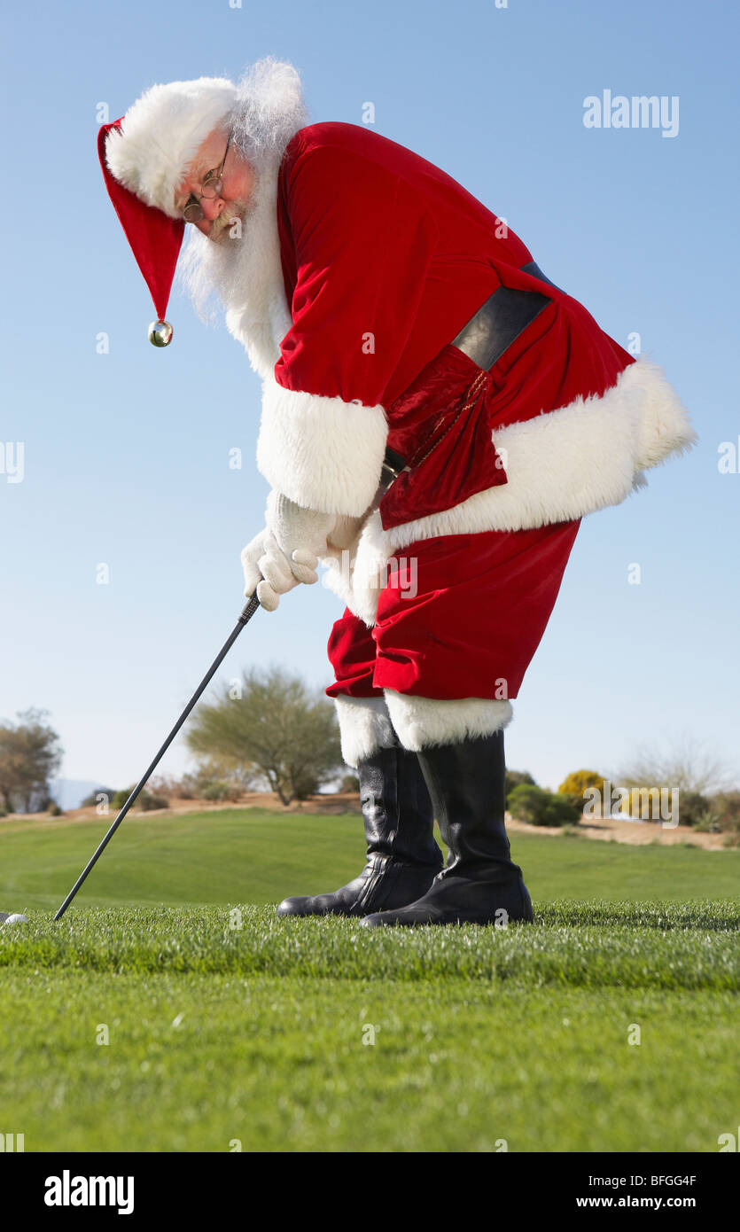 Santa Claus Playing Golf Stock Photo - Alamy