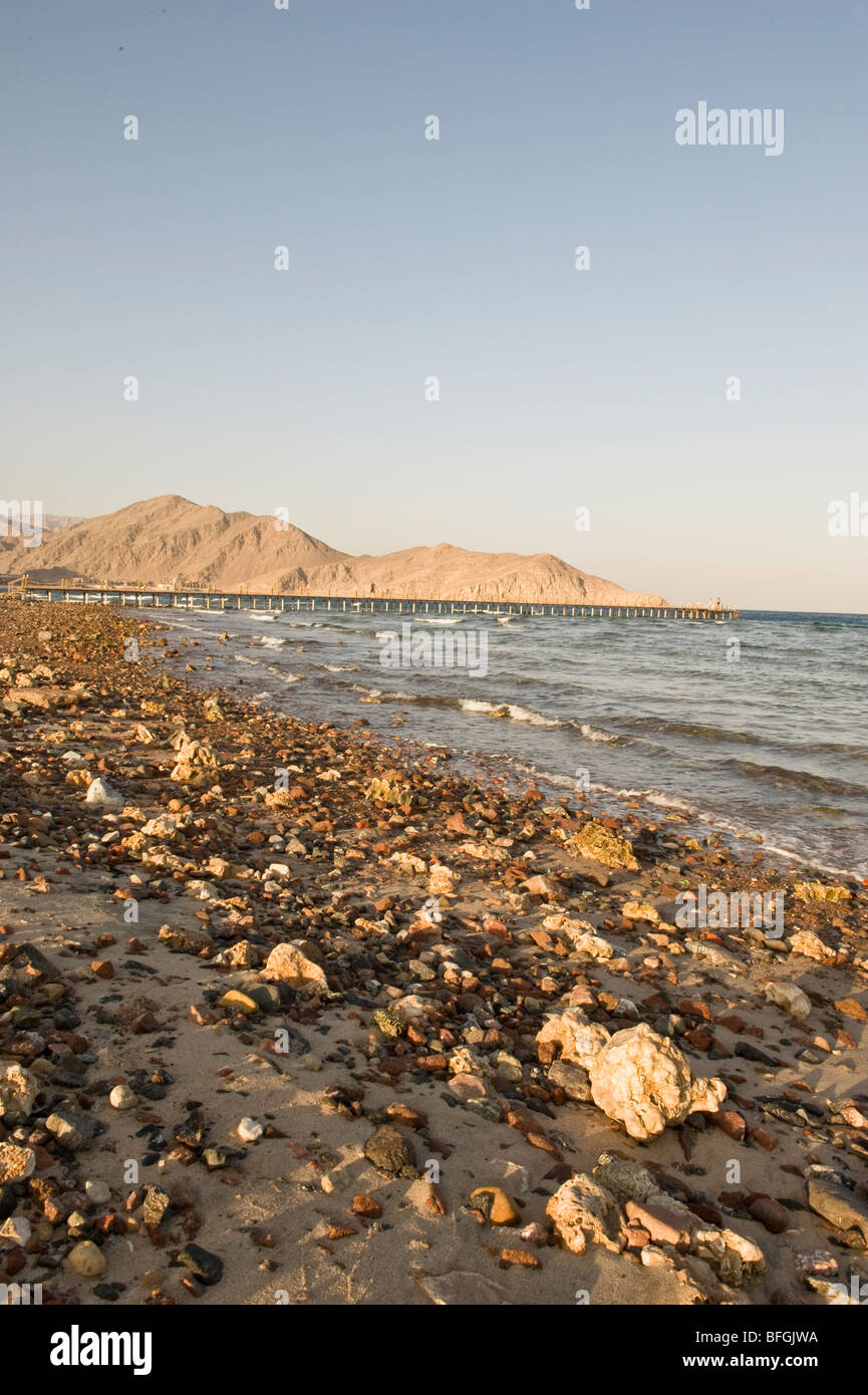 Taba Heights beach with mountains in back ground, Taba Heights, Red sea ...