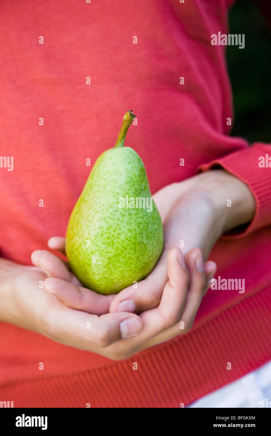 Hand hands holding pear food hi-res stock photography and images - Alamy