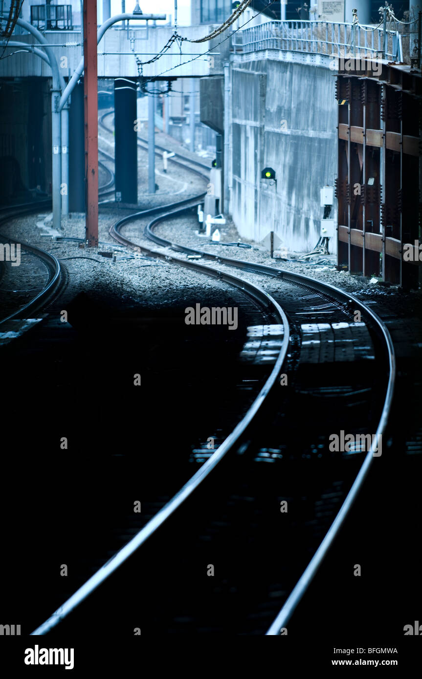 Subway train tracks, Tokyo, Japan Stock Photo - Alamy