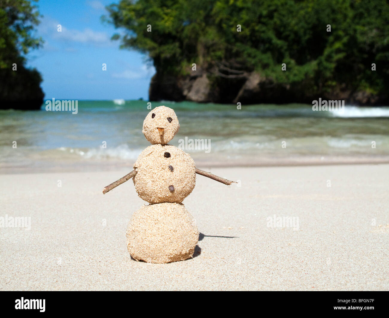 Sand figure on beach, Port Antonio, Portland, Jamaica Stock Photo - Alamy