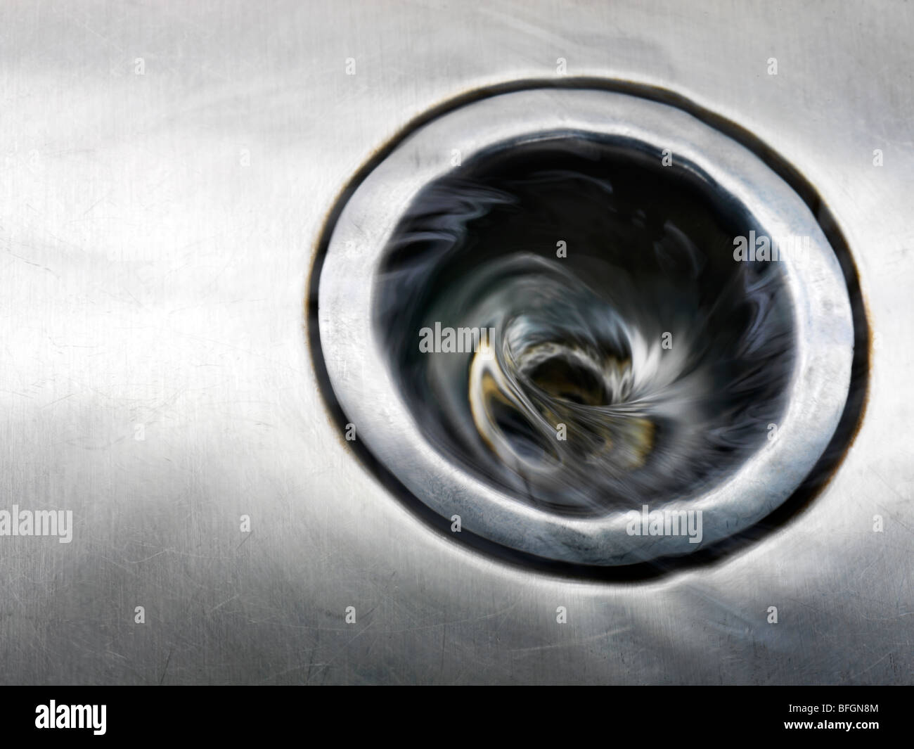 Stainless steel sink drain with water draining Stock Photo - Alamy
