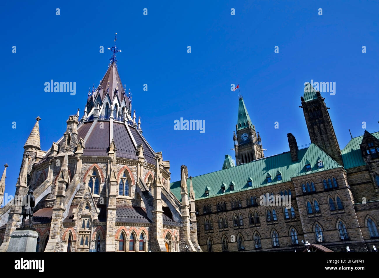 Library of Parliament and Parliament Building, Ottawa, Ontario, Canada ...