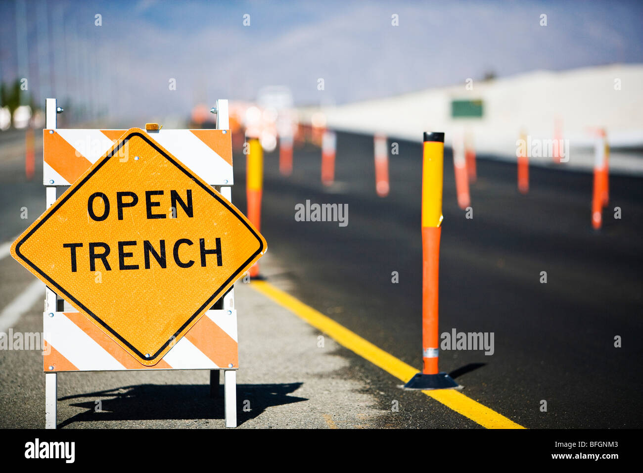 Open trench sign Stock Photo - Alamy