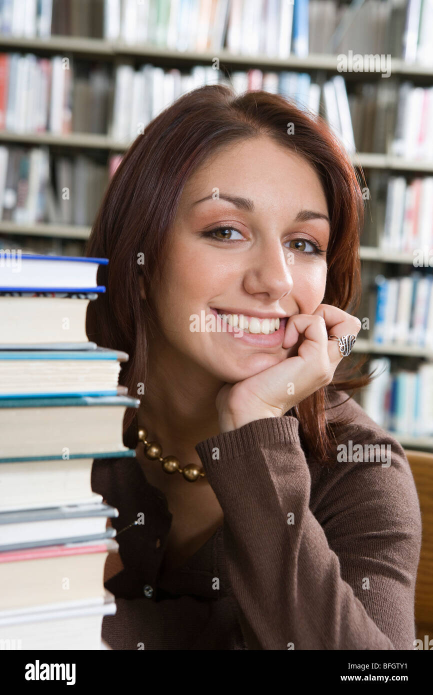 Female University student in library, portrait Stock Photo - Alamy