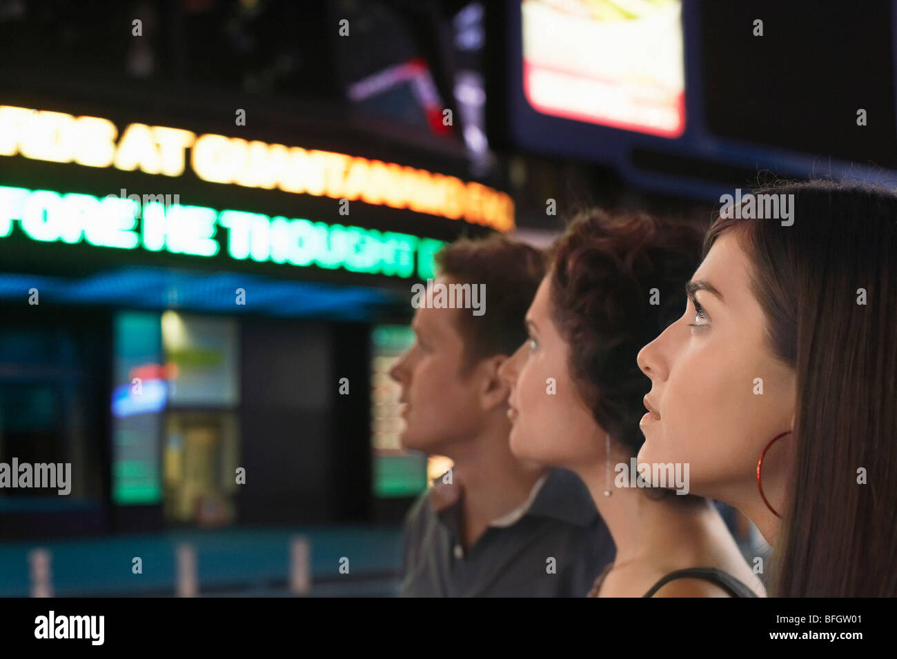 People Waiting in Line at Theatre, at night Stock Photo - Alamy