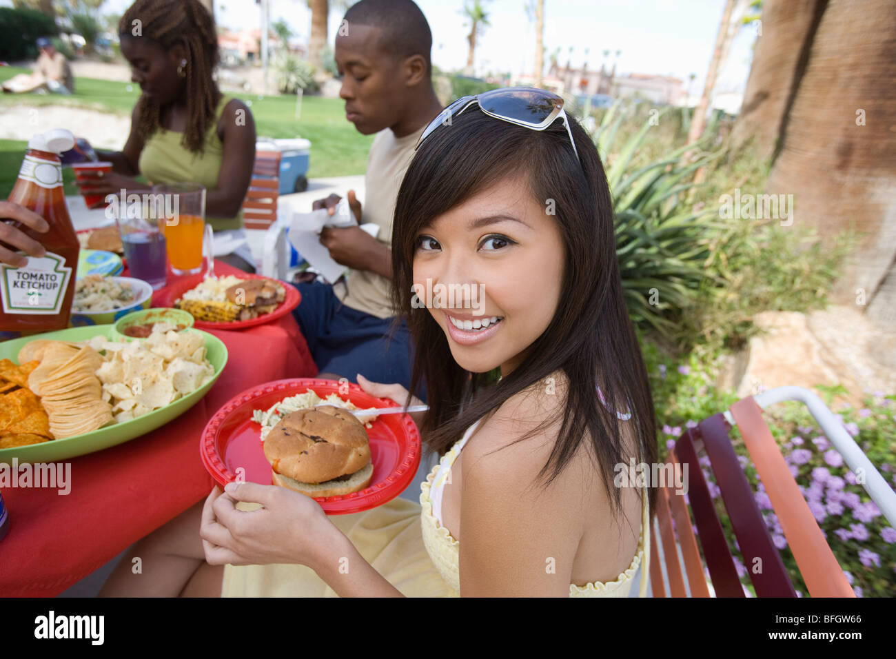 Young Woman at Barbecue, Portrait Stock Photo - Alamy