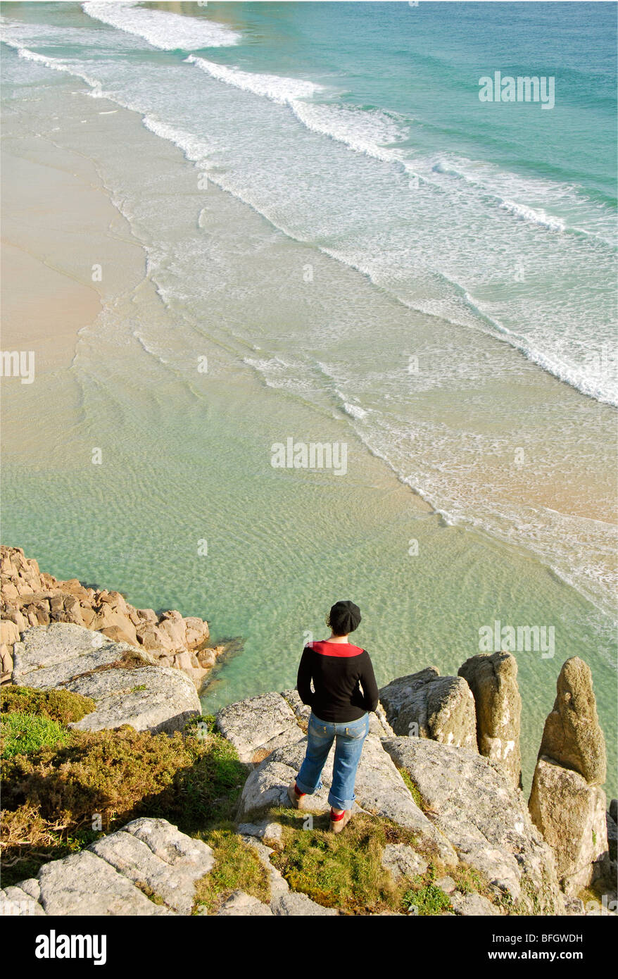 Porthcurno cornwall panorama hi-res stock photography and images - Alamy