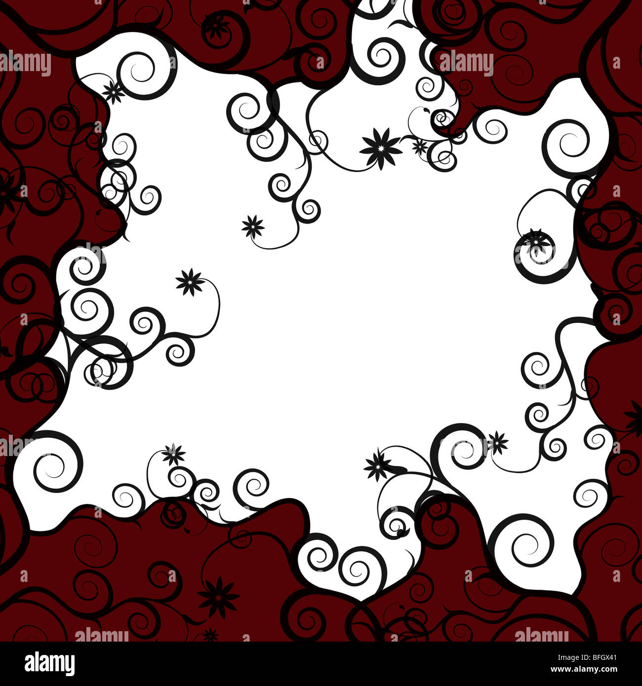 There is a frame from abstract flowers, red edges Stock Photo - Alamy