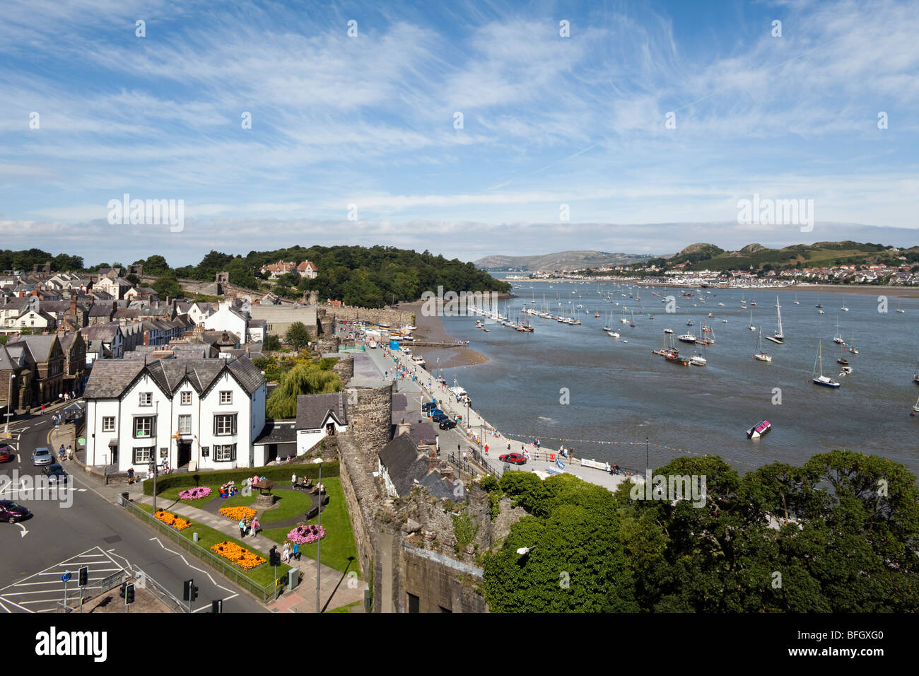 Conwy (Conway) viewed from the Castle, Conwy, Wales Stock Photo - Alamy