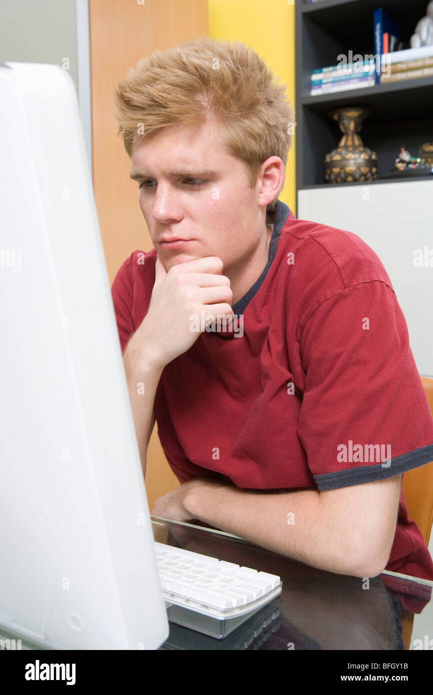 Man Using a Computer Stock Photo - Alamy