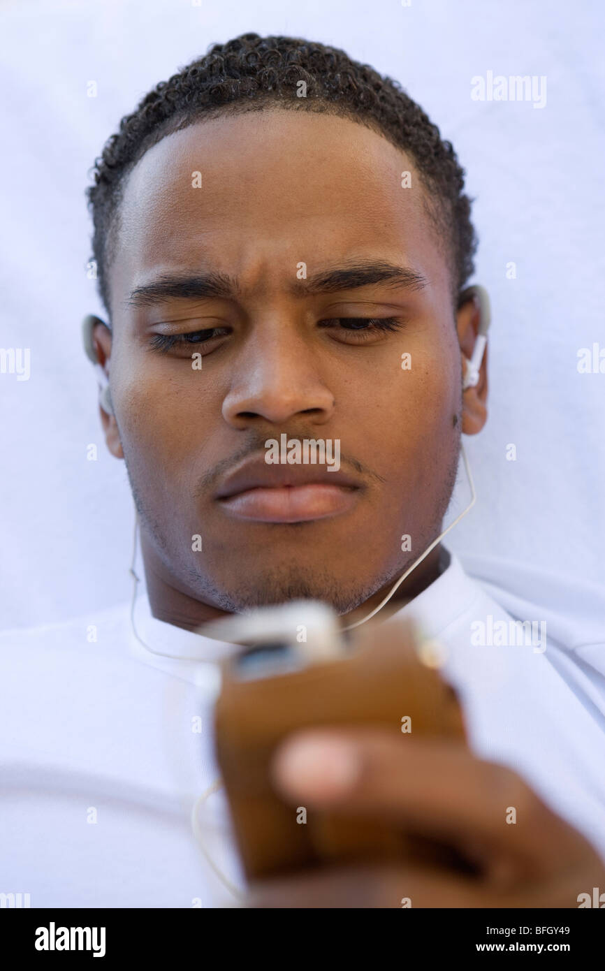 Man Holding MP3 Player Stock Photo - Alamy