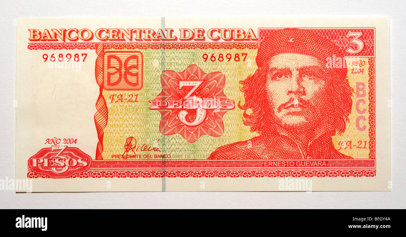 Republic of Cuba 3 Pesos Bank Note Stock Photo - Alamy