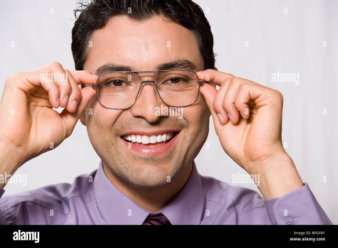 Portrait of man wearing eyeglasses Stock Photo - Alamy