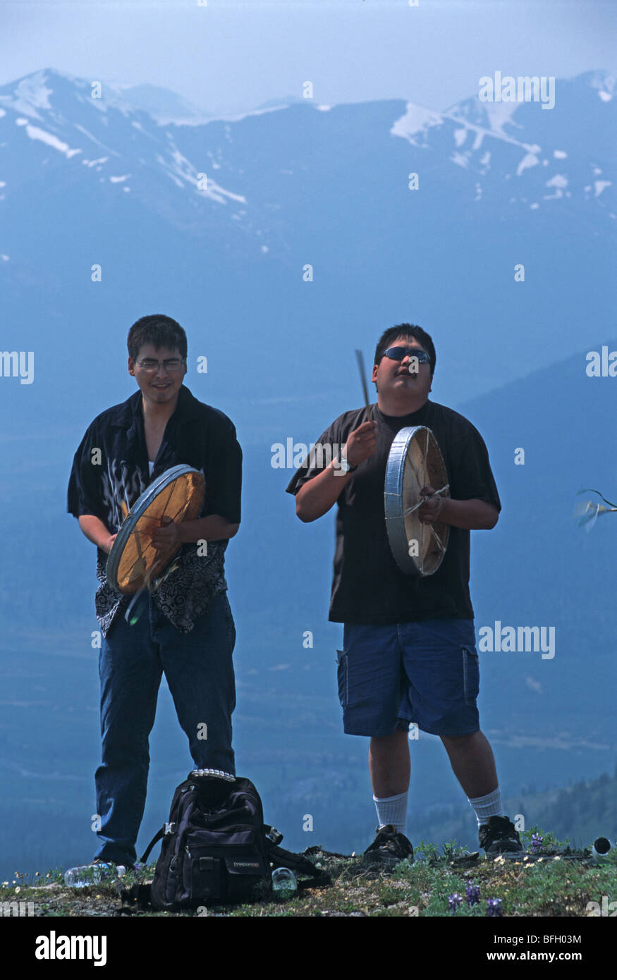 Native Drum Ceremony, Pelly Mountains. Yukon Territory, Canada Stock ...
